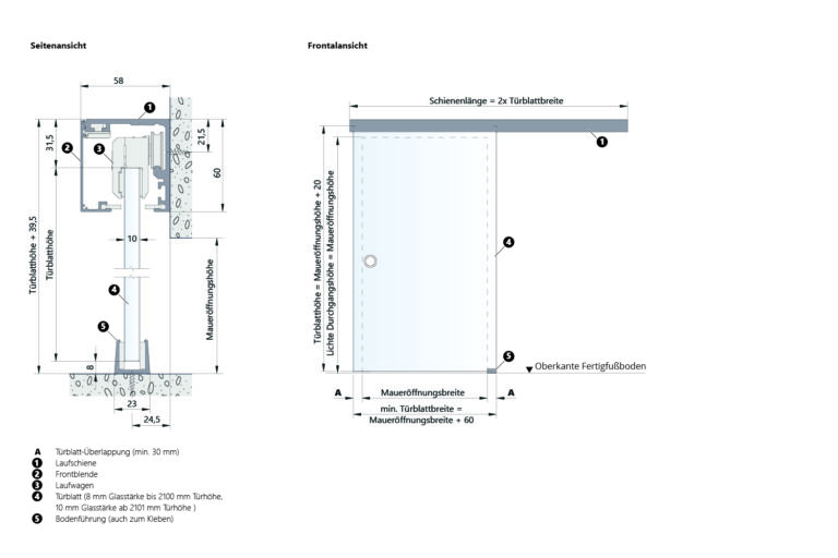 Glasschiebetür Komplettset I Schiebetür Glas Mit Beschlag I Softclose I ...